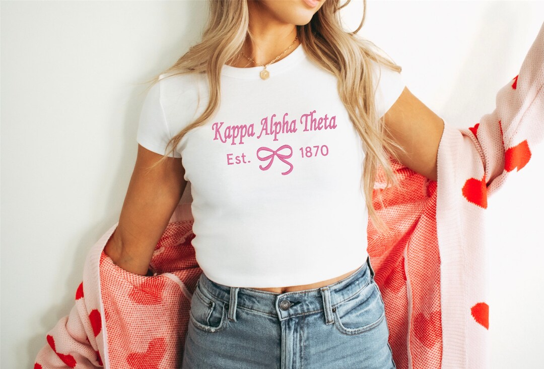 Kappa Alpha Theta Sorority Bow Chapter Crop Top / Custom Color Greek ...