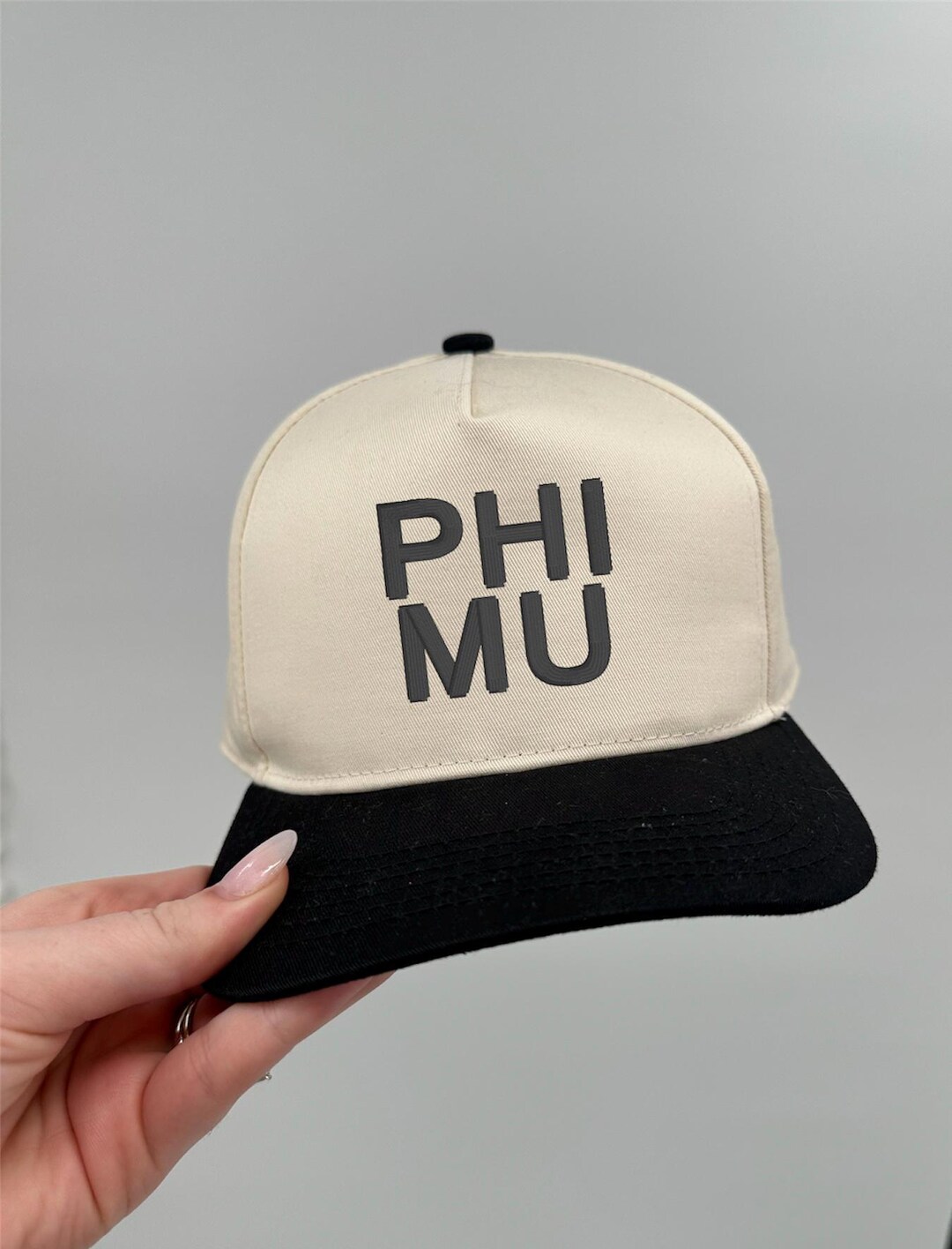 Phi Mu Sorority Puff Trucker Hat / Custom Color Greek Embroidered Cap ...