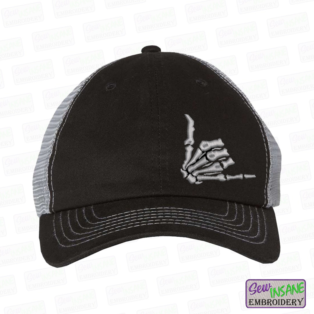 Hang Ten Skeleton Hand Embroidered Hat - Etsy