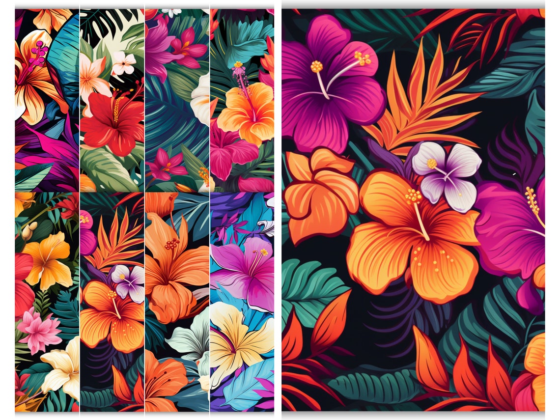 Tropical Floral Seamless Patterns | Ideal for Cards,invitation,phone ...