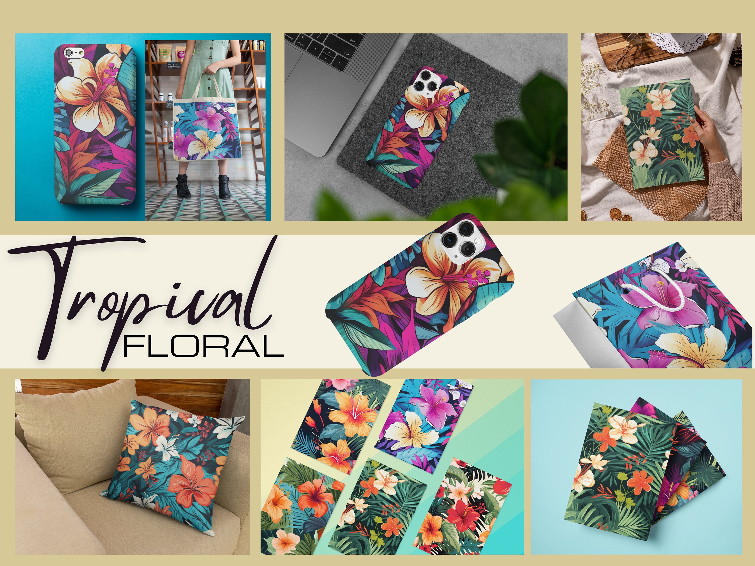 Tropical Floral Seamless Patterns Ideal for - Etsy