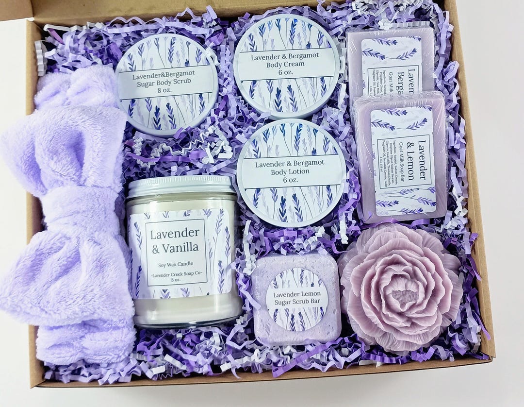 Relaxing Lavender Spa Gift Box/ Large Handmade Natural Set - Etsy