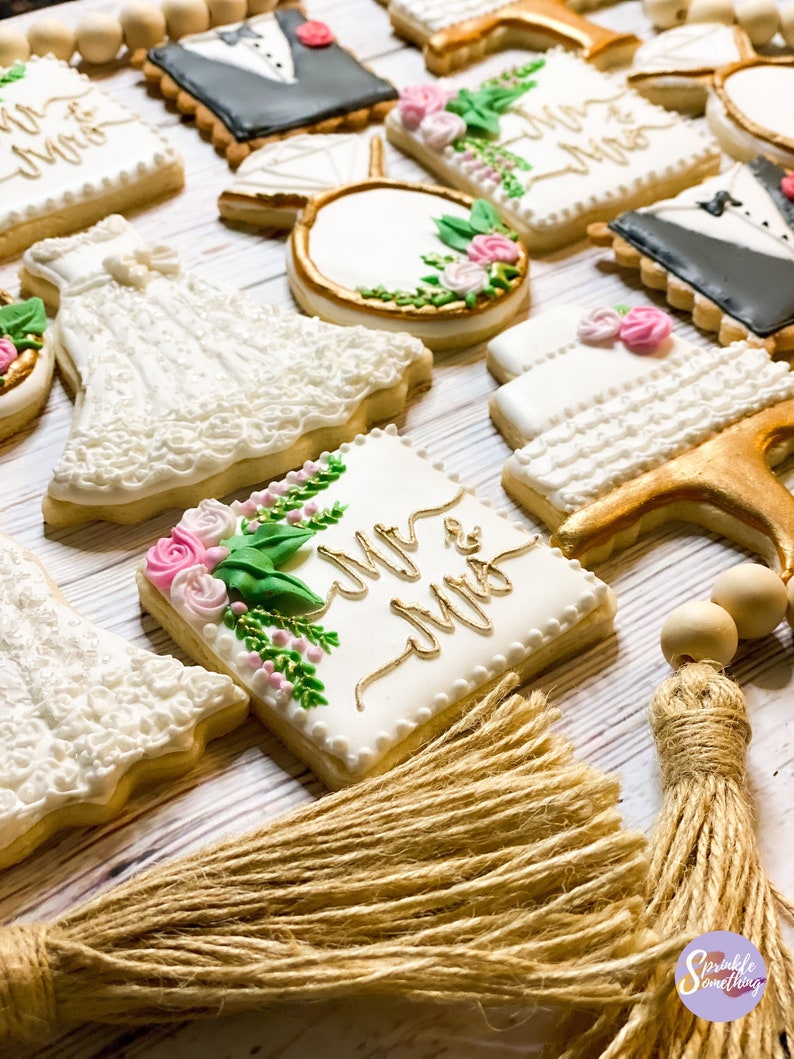 Wedding Royal Icing Sugar Cookie Set | Wedding Dress | Bridal Shower ...