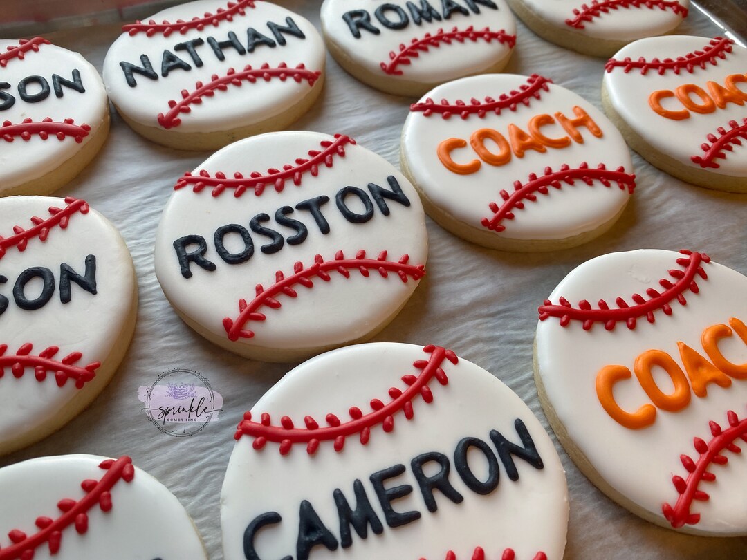 Baseball Royal Icing Sugar Cookies | Sports Cookies | Softball Cookies ...