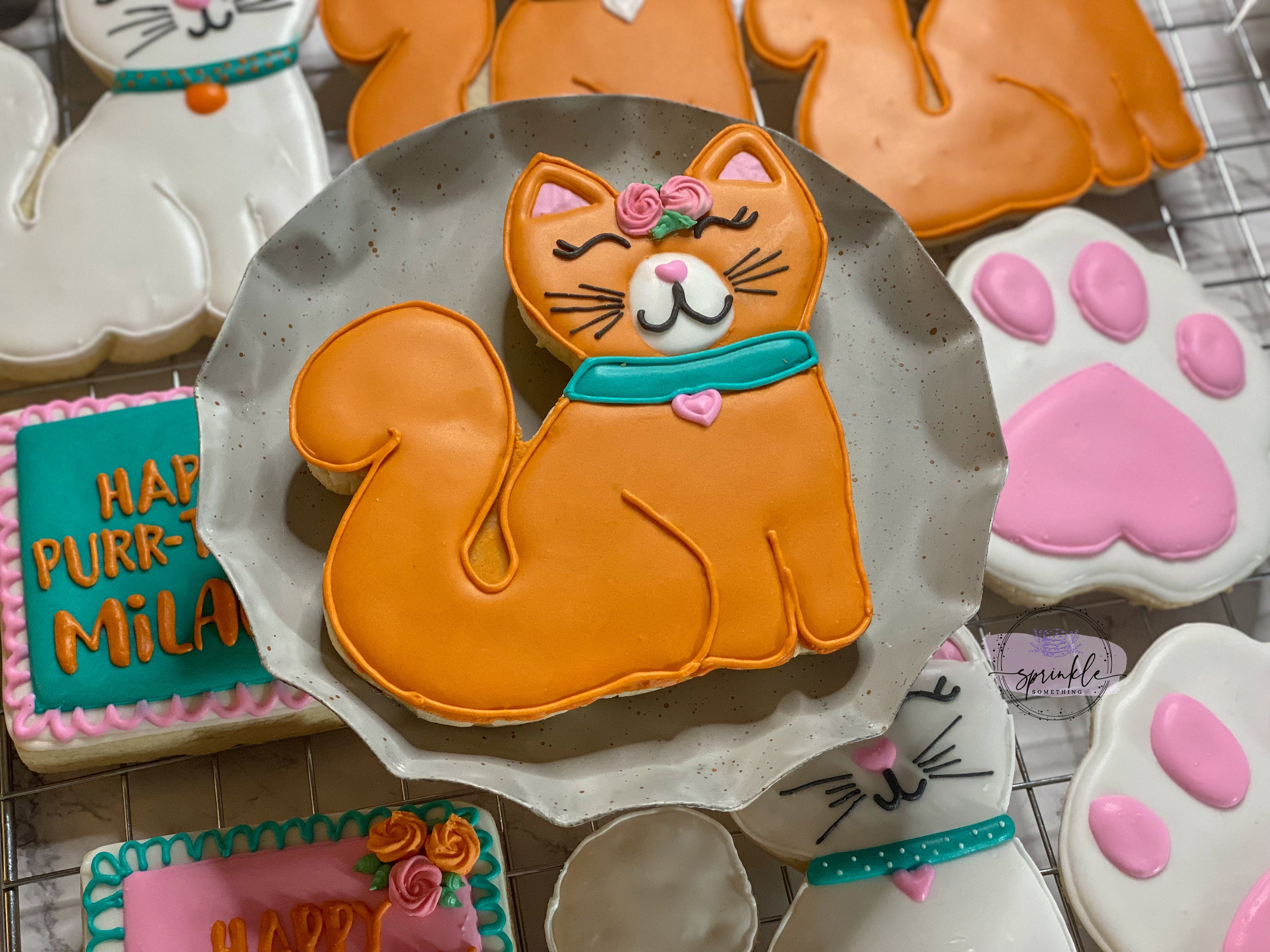 Cat Themed Birthday Royal Icing Sugar Cookies | Kitten Theme ...