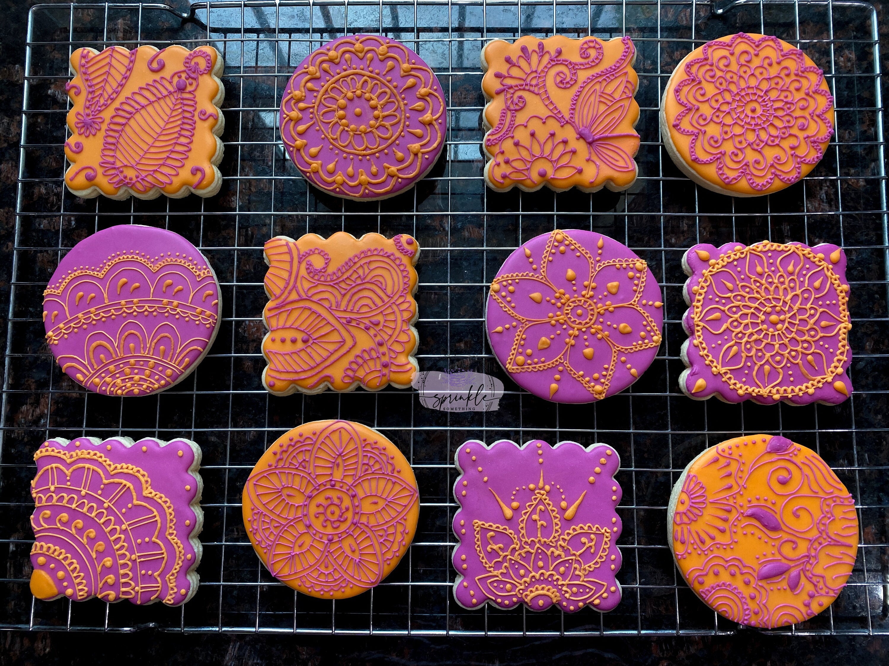 2 Color Henna Sugar Cookies Mehndi Cookies Lace Cookies Customizable ...