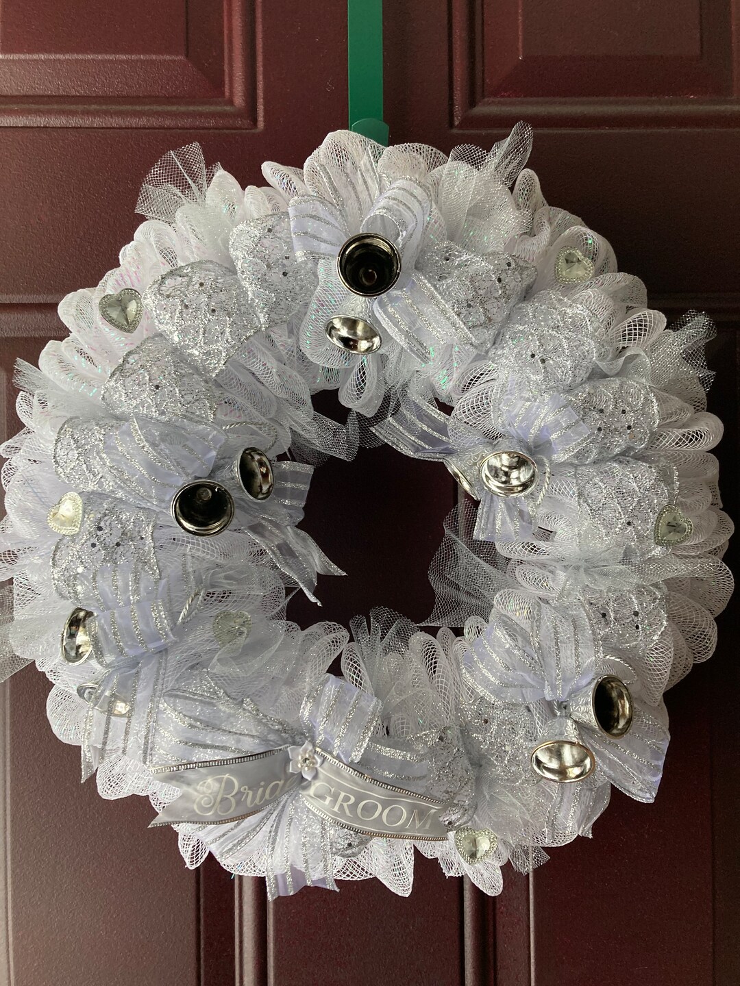 Bride and Groom Wedding Bells Ribbon Wreath - Etsy