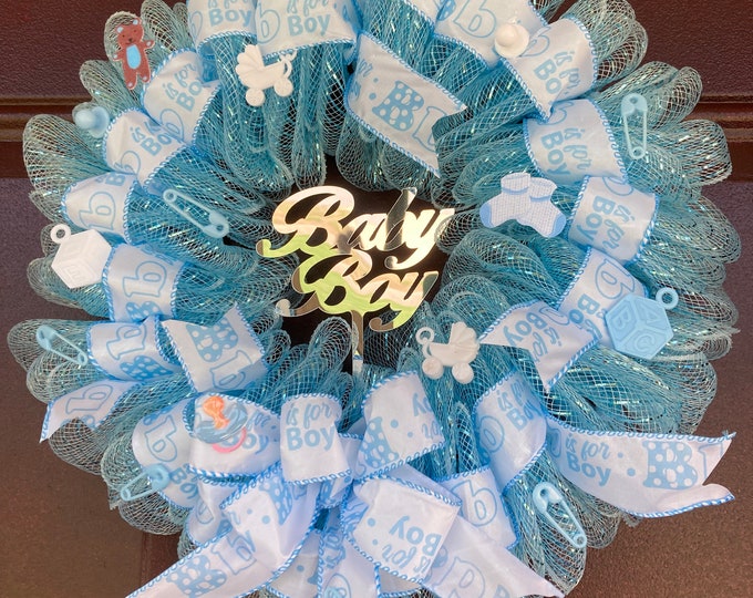 It's a Boy Ribbon Wreath - Etsy