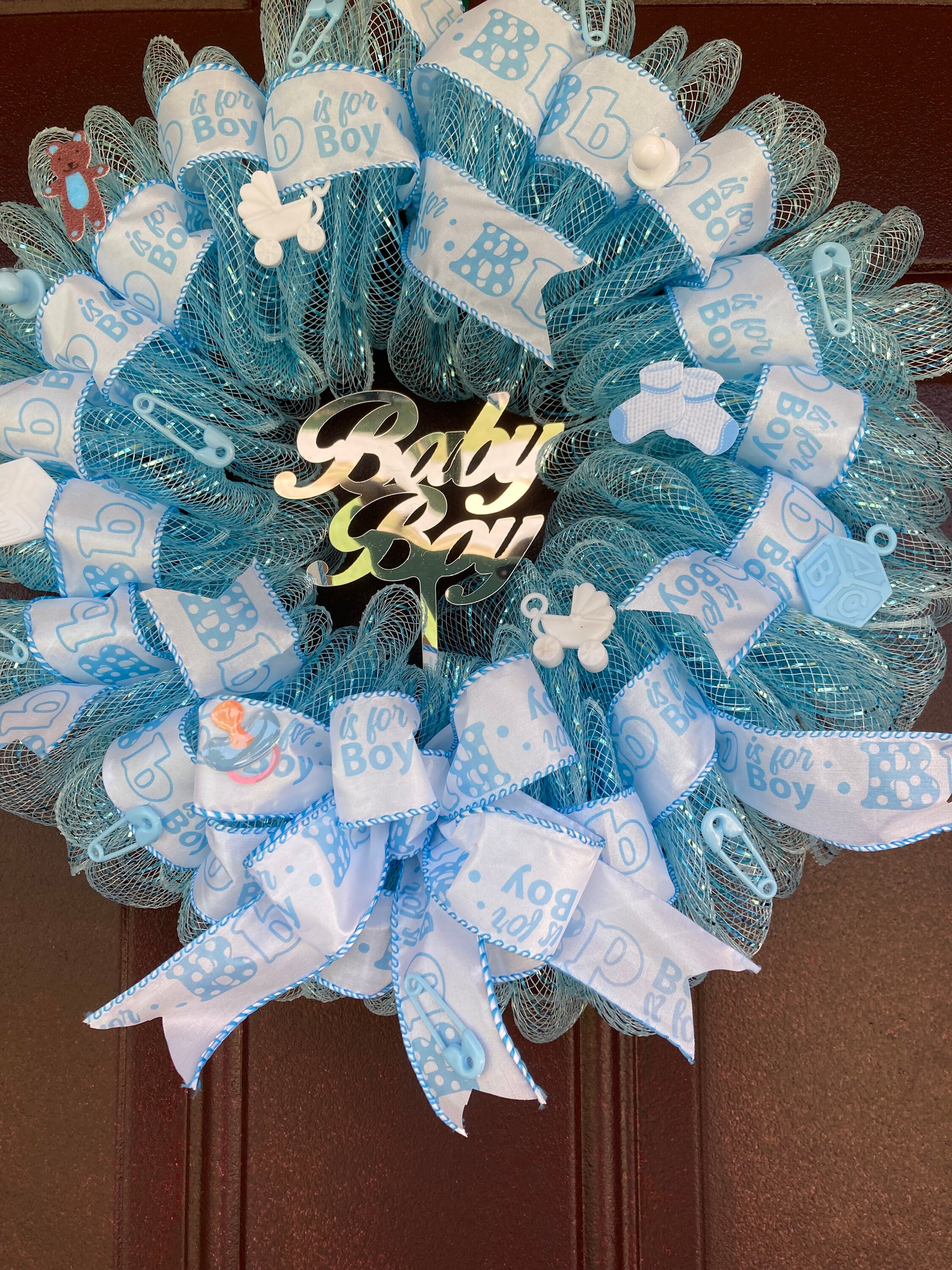 It's a Boy Ribbon Wreath - Etsy