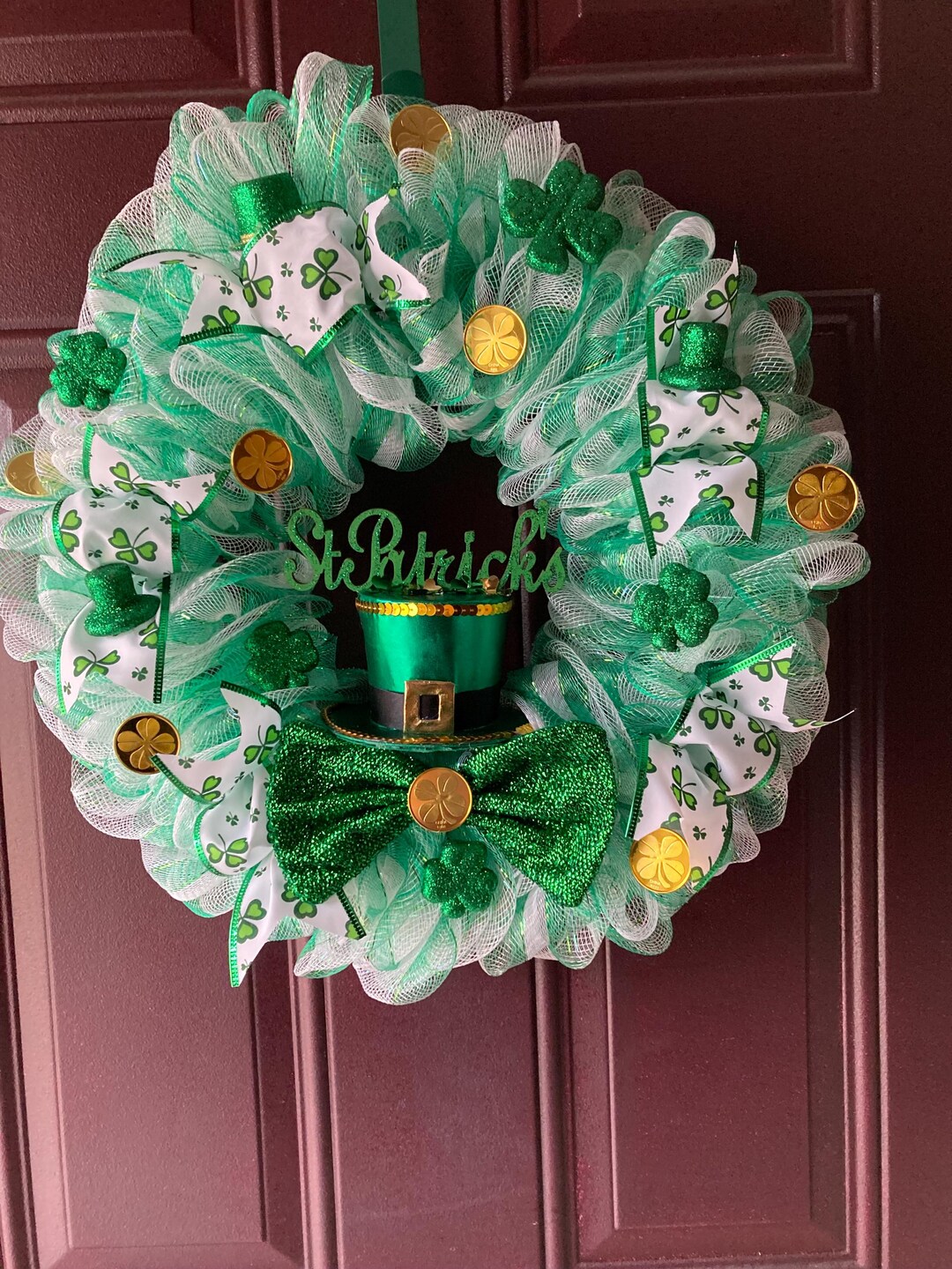 St. Patrick's Day Top Hat Ribbon Wreath - Etsy