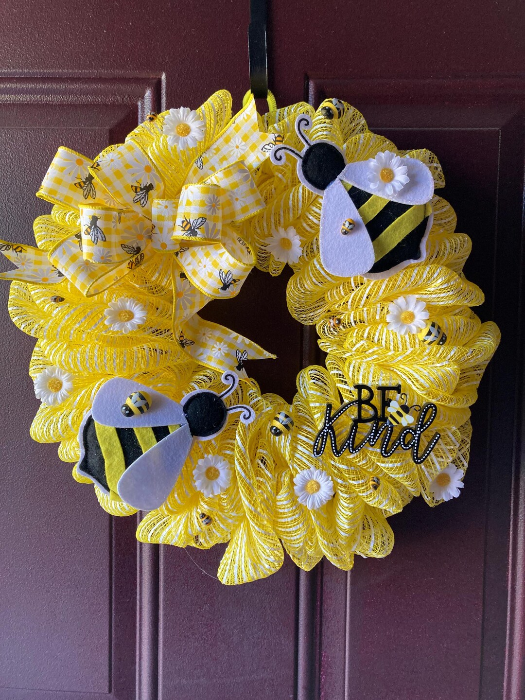 Spring Bumble Bee Mesh Ribbon Wreath - Etsy