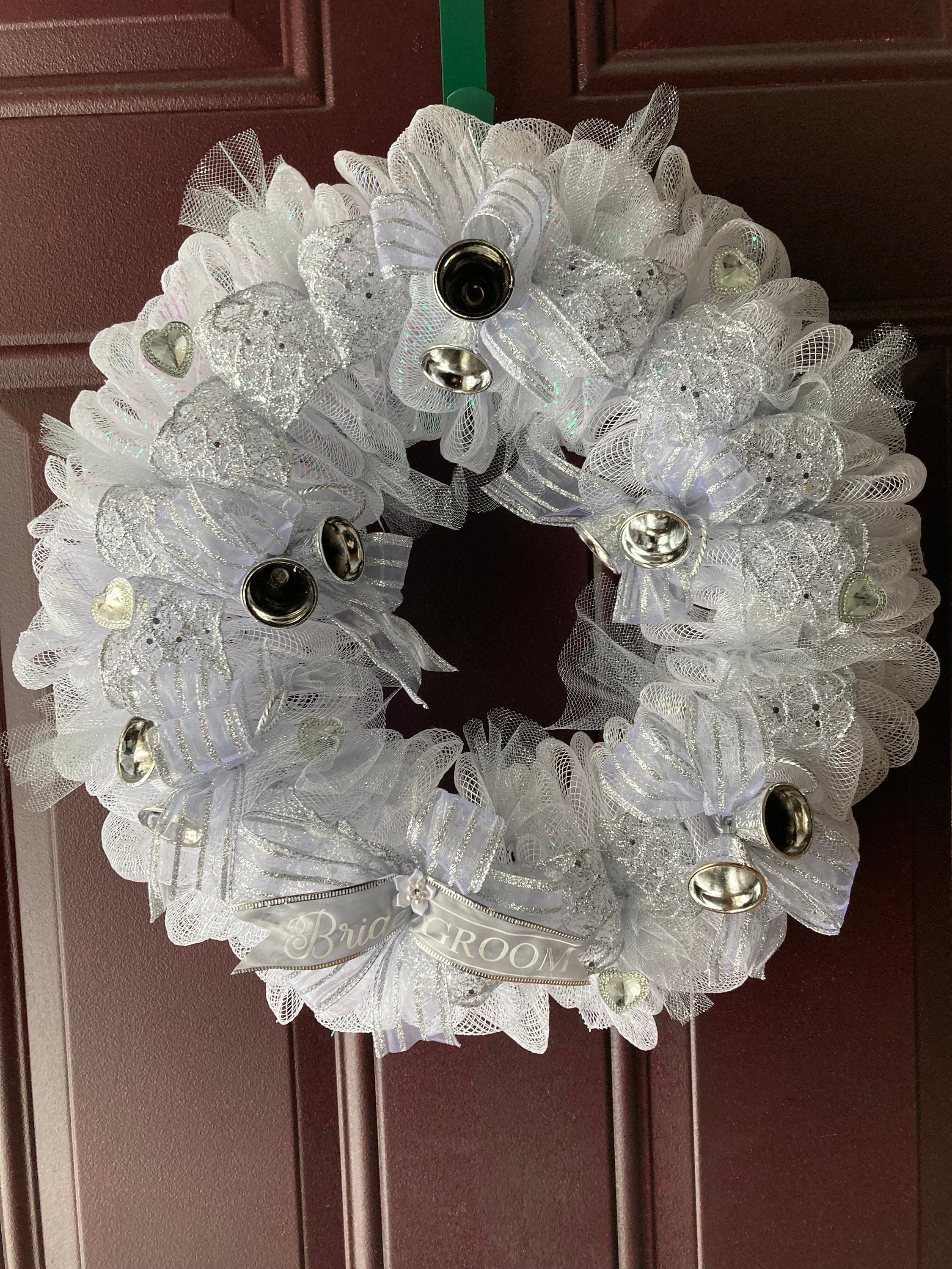 Bride and Groom Wedding Bells Ribbon Wreath - Etsy