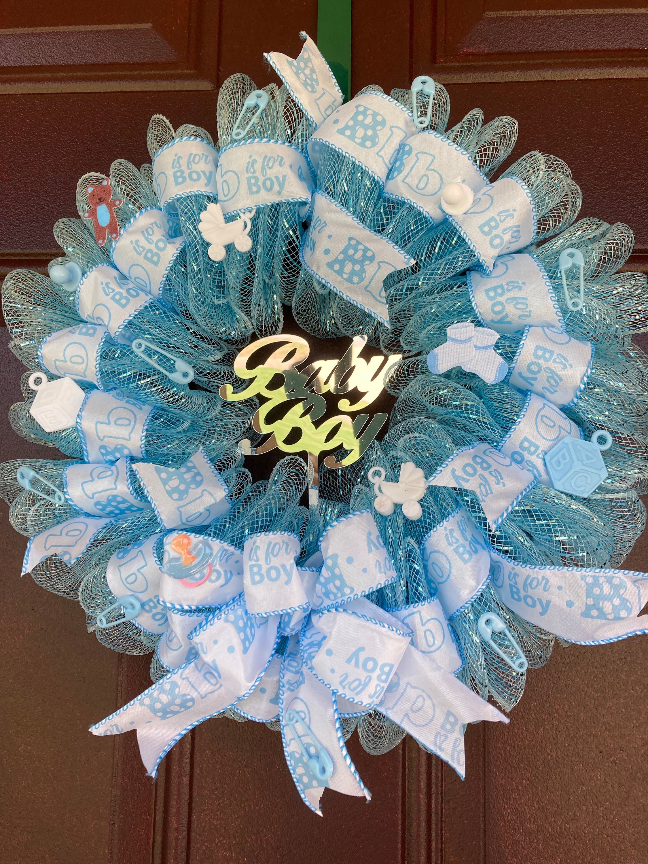 It's a Boy Ribbon Wreath - Etsy