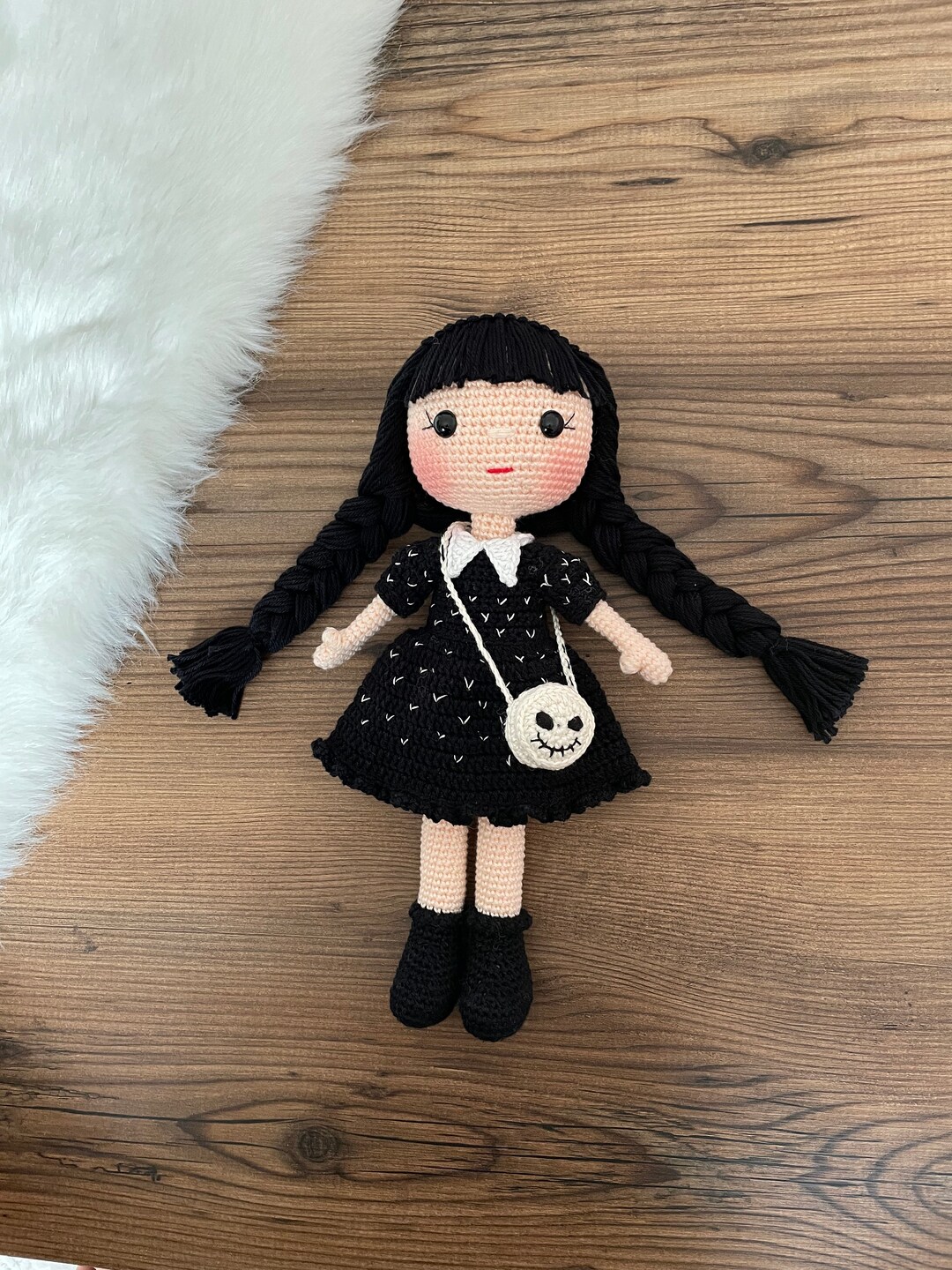 Crochet Wednesday Addams Personalized Doll Amigurumi Knitted - Etsy