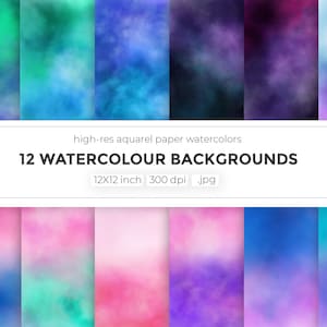 Watercolor Backgrounds, Digital Paper, Aquarel Texture, Vibrant Ombre ...