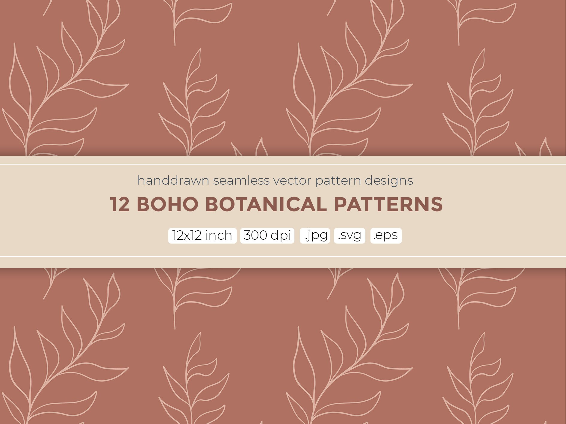 Boho Botanical Bundle 12 Digital Papers Seamless Vector - Etsy