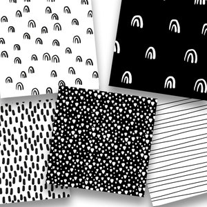 Pattern Design, Digital Paper, Black and White Pattern, Doodles, Trendy ...