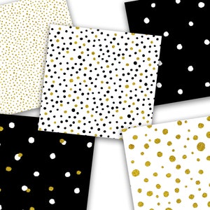 30 Seamless Pattern Design, Digital Paper, Polkadot Patterns With Gold ...