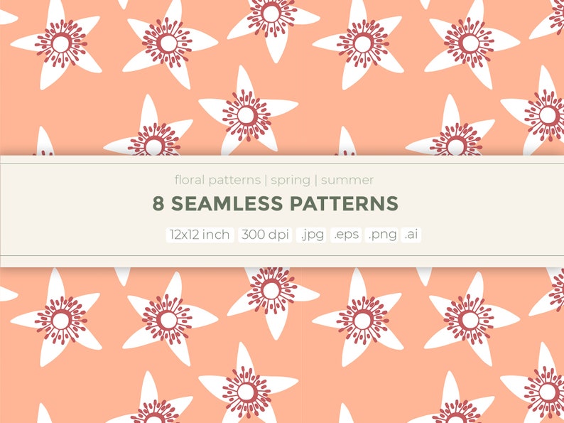 Spring & Summer 2025, Digital Paper, Seamless Vector Pattern, Spring ...
