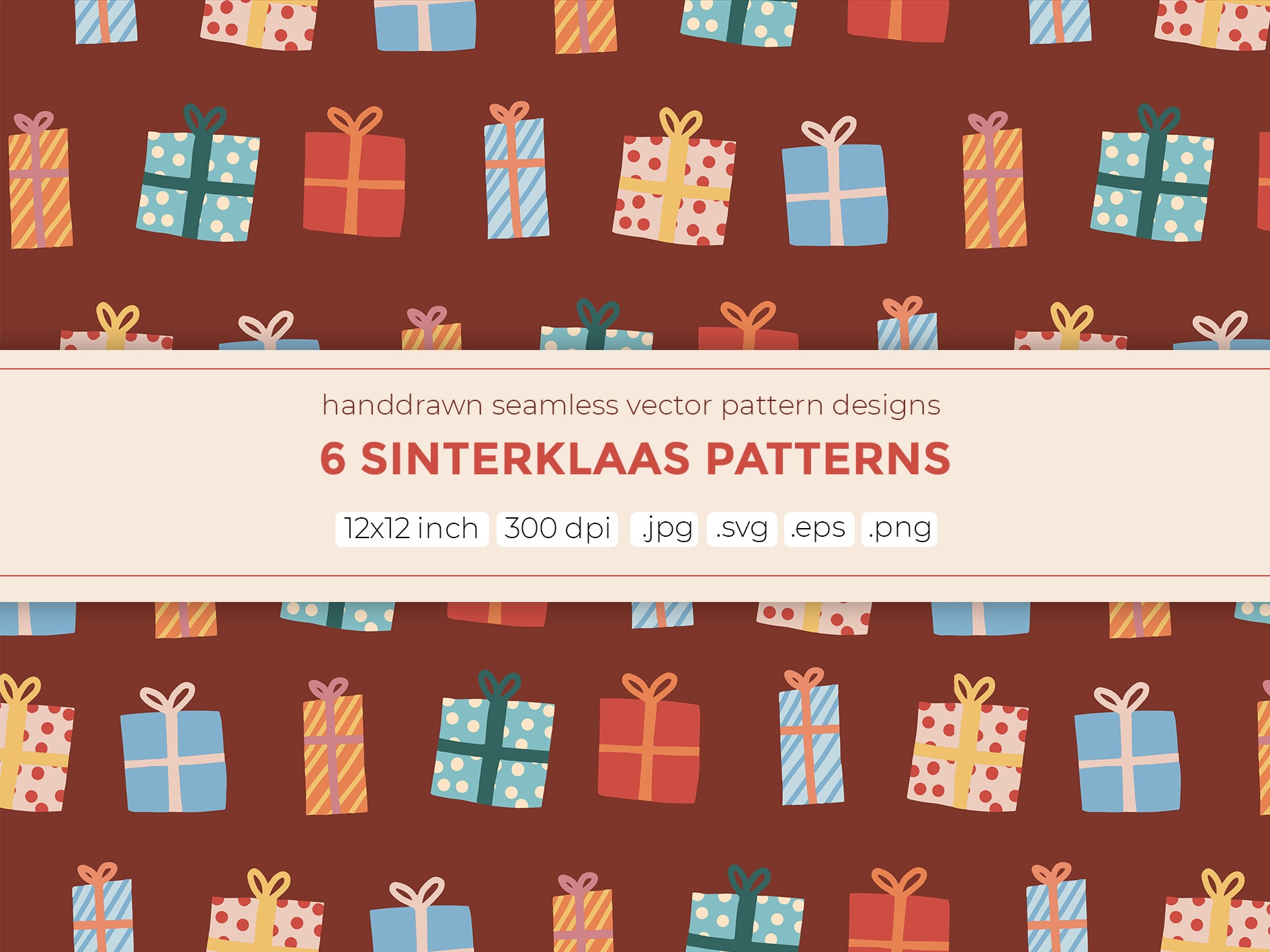 6 Sinterklaas Digital Papers, Seamless Vector Patterns, Sint En Piet ...