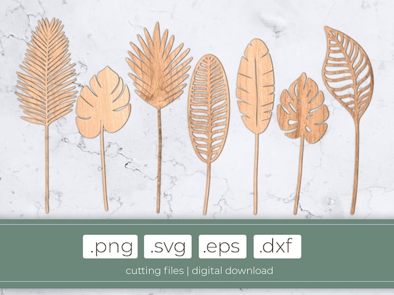 Wooden Leaves Cutting Files Tropical Leaves .svg .dxf .eps - Etsy