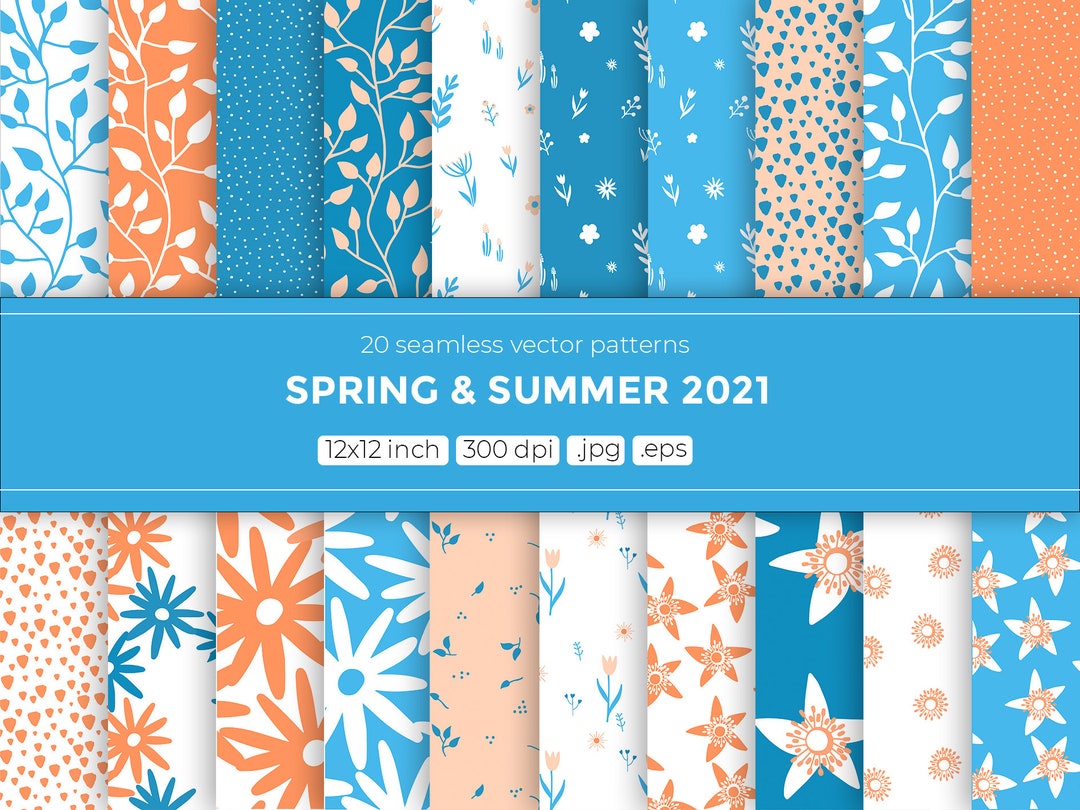 Spring & Summer , Digital Paper, Seamless Vector Pattern, Spring ...