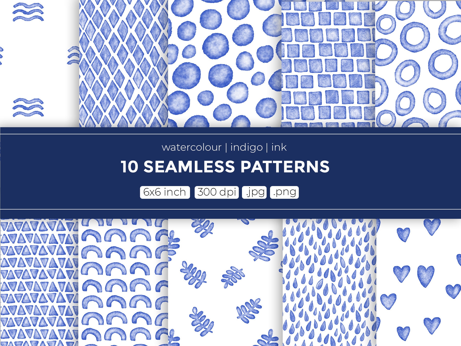 Seamless Pattern Design, Digital Paper Set, Watercolour Pattern ...