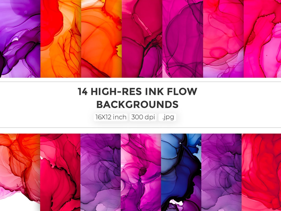 Ink Flow Backgrounds, 14 Alcohol Ink Digital Papers in High-res Jpg ...