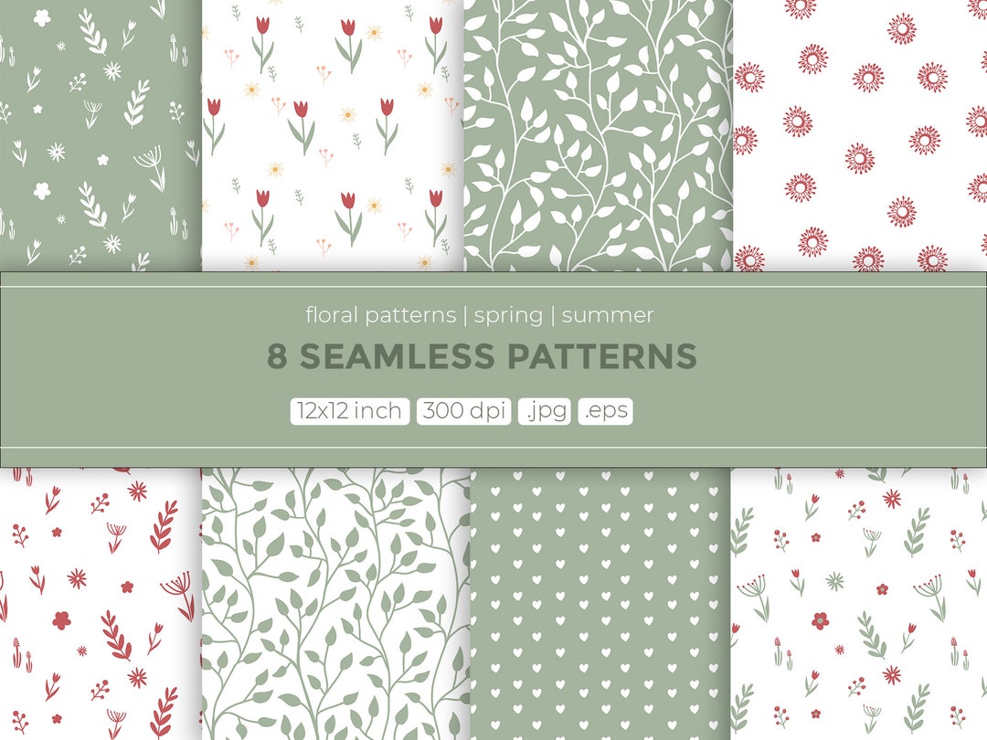 Spring & Summer 2022, Digital Paper, Cute Pattern, Seamless Floral ...