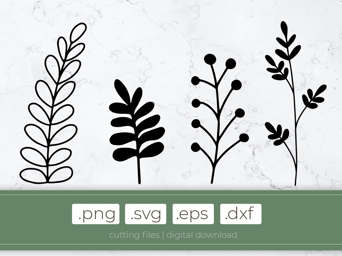 Botanical Cutting Files Branches .svg .dxf .eps .png, Lasercut ...