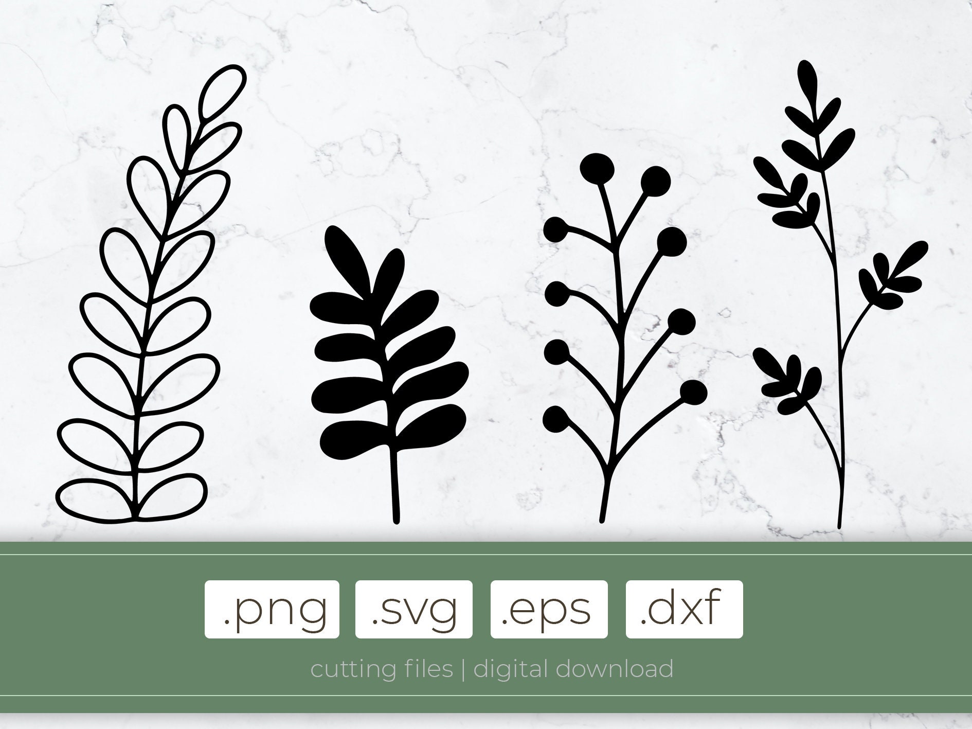 Botanical Cutting Files Branches .svg .dxf .eps .png, Lasercut ...