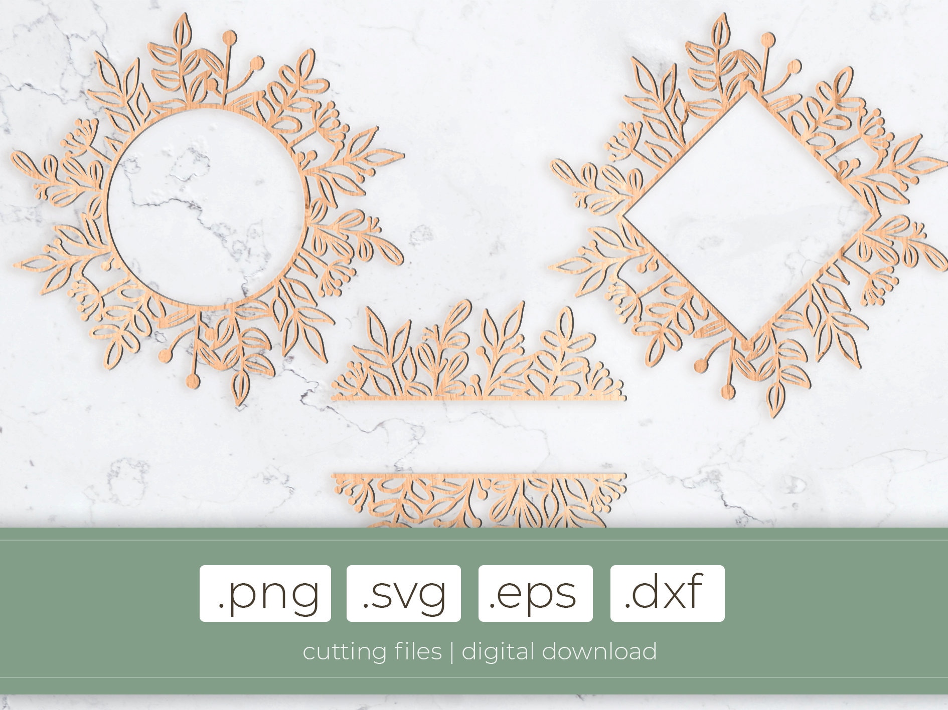 Wooden Flower Frames Cutting Files Botanical Frames Borders - Etsy