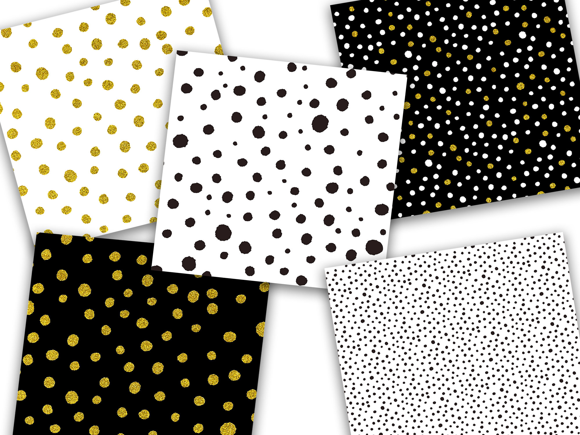 30 Seamless Pattern Design, Digital Paper, Polkadot Patterns With Gold ...