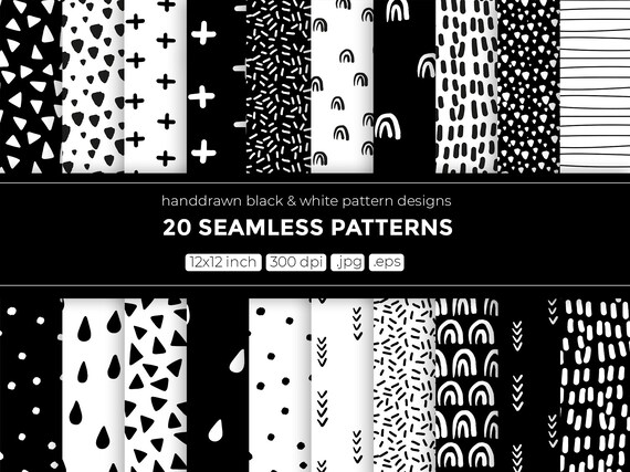 Pattern Design Digital Paper Black and White Pattern | Etsy