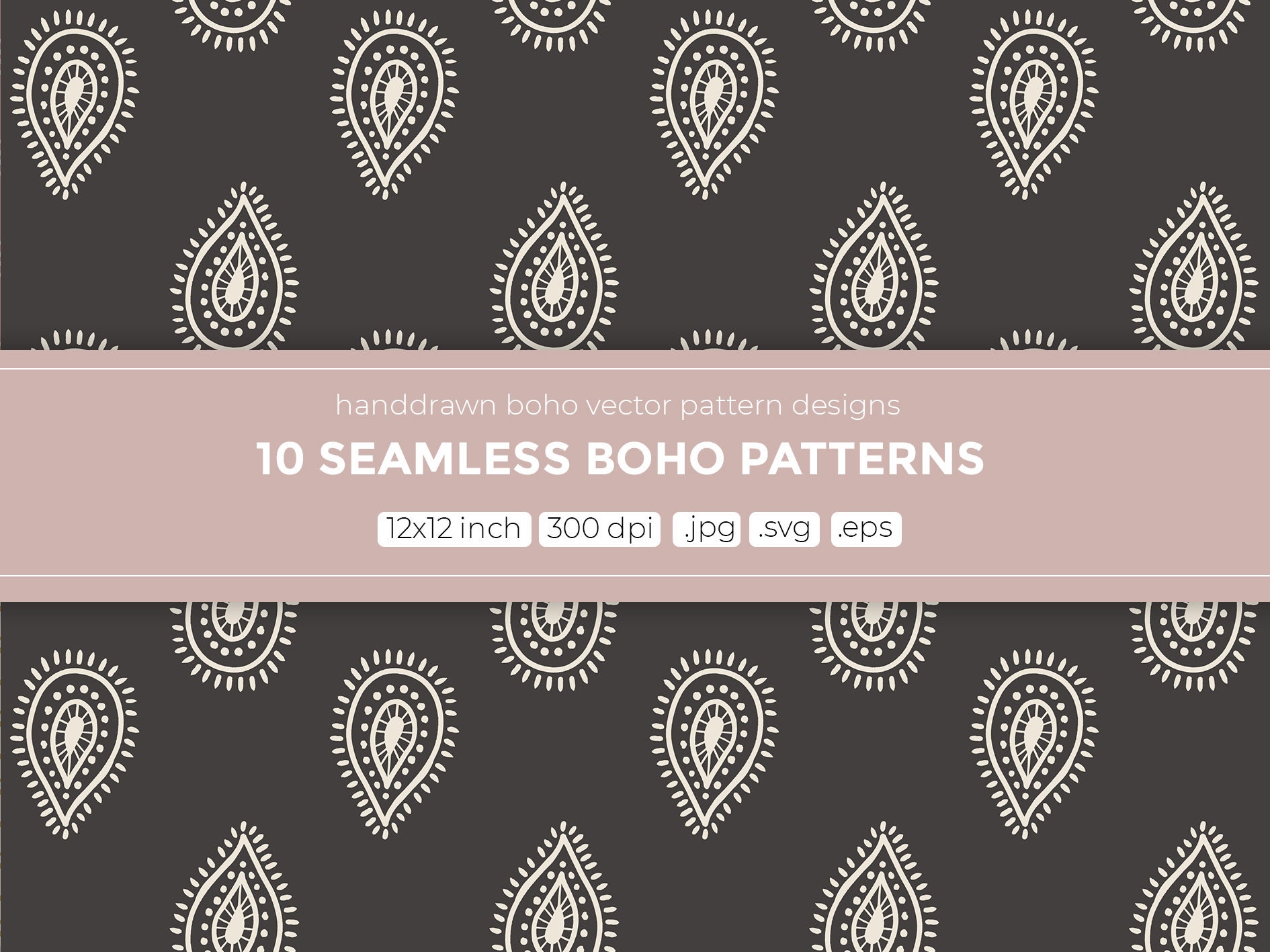 Boho Style Digital Paper Seamless Vector Pattern Handdrawn - Etsy