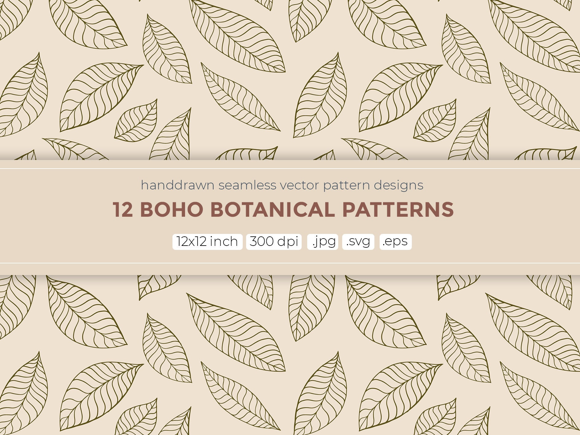 Boho Botanical Bundle 12 Digital Papers Seamless Vector - Etsy