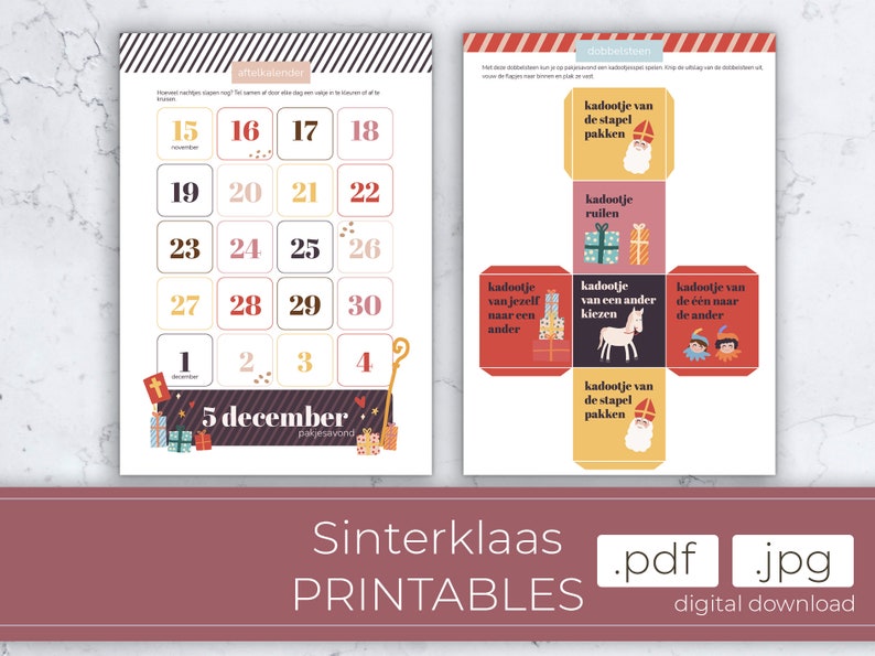 DIY-pakket Sinterklaas, 10 printables voor sint en piet, pakjesavond ...