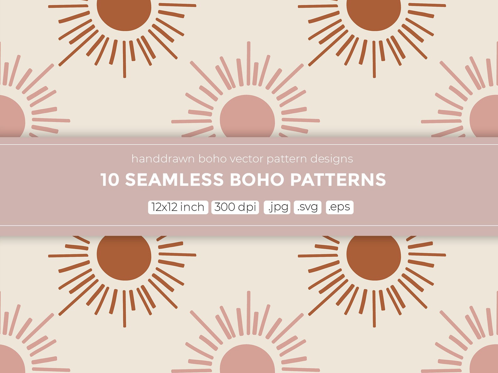 Boho Style Digital Paper Seamless Vector Pattern Handdrawn | Etsy