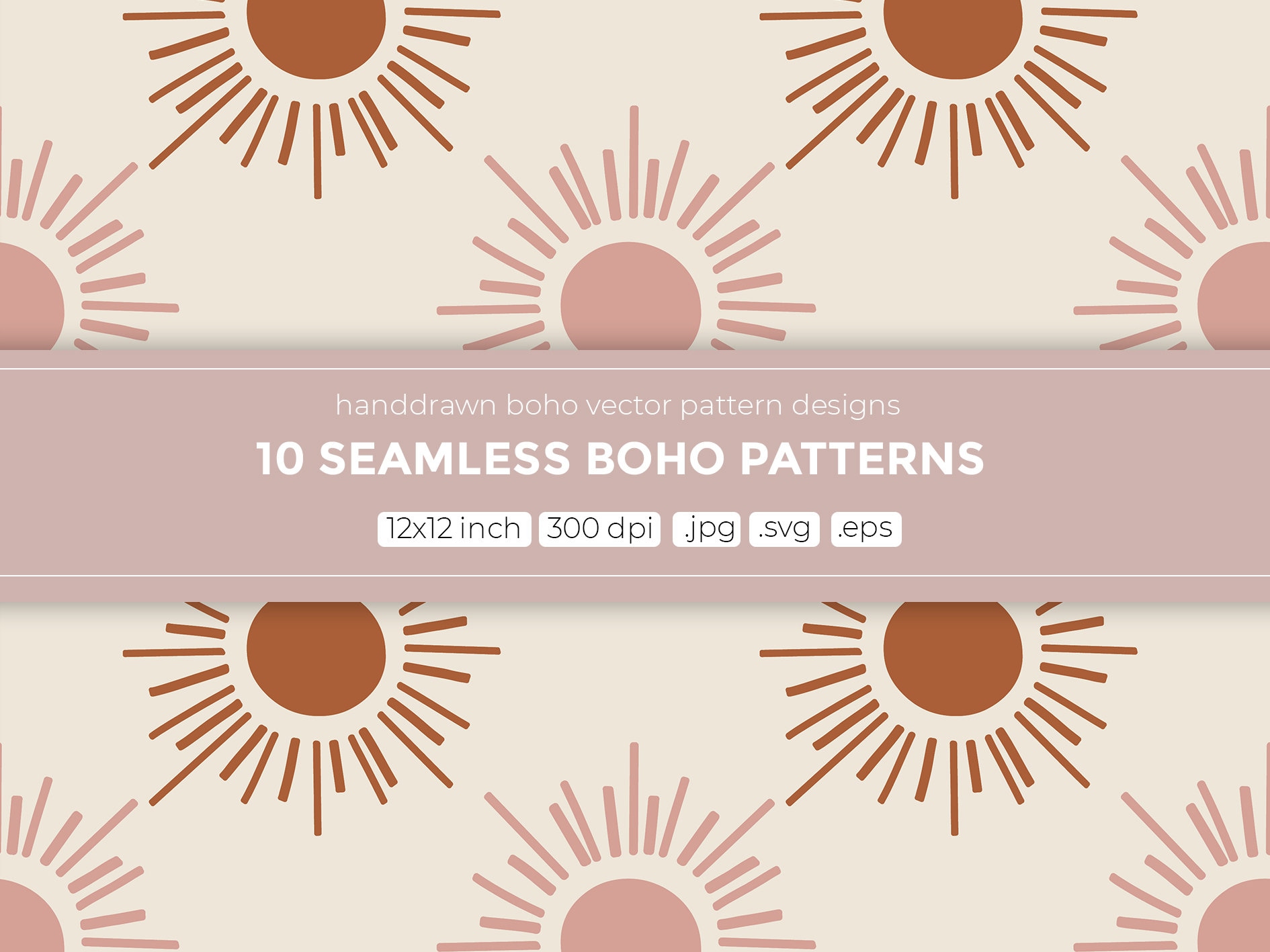 Boho Style Digital Paper Seamless Vector Pattern Handdrawn - Etsy