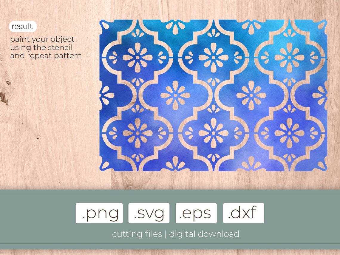 Tiles Stencil Cutting Files | 6 Pattern Tiles in .svg .dxf .eps .png ...
