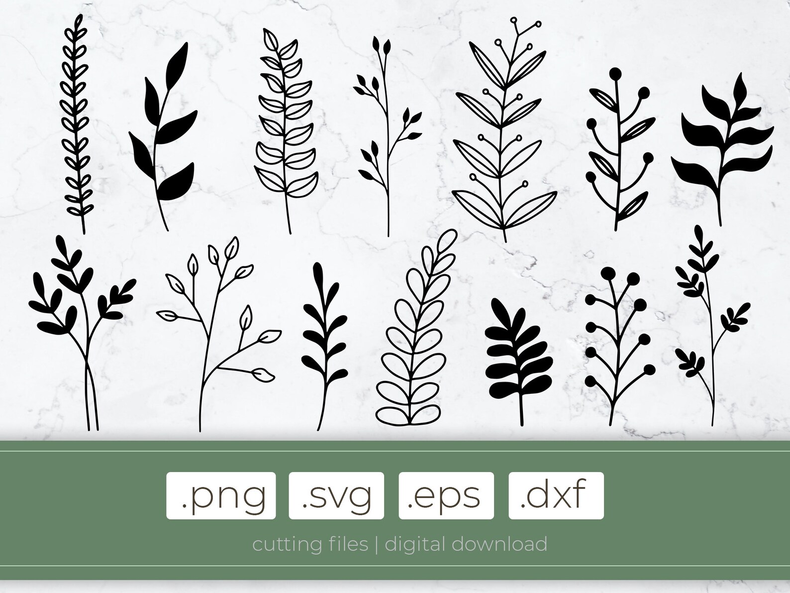 Botanical Cutting Files Branches .svg .dxf .eps .png, Lasercut ...