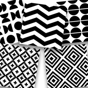 Black and White Digital Paper, Seamless Vector Pattern, Trendy ...