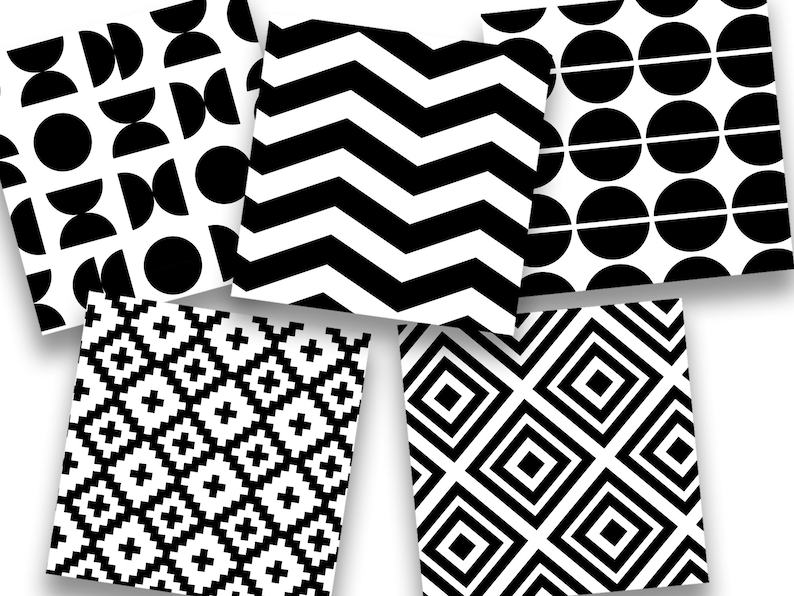 Black and White Digital Paper Seamless Vector Pattern | Etsy