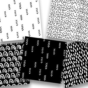 Pattern Design, Digital Paper, Black and White Pattern, Doodles, Trendy ...