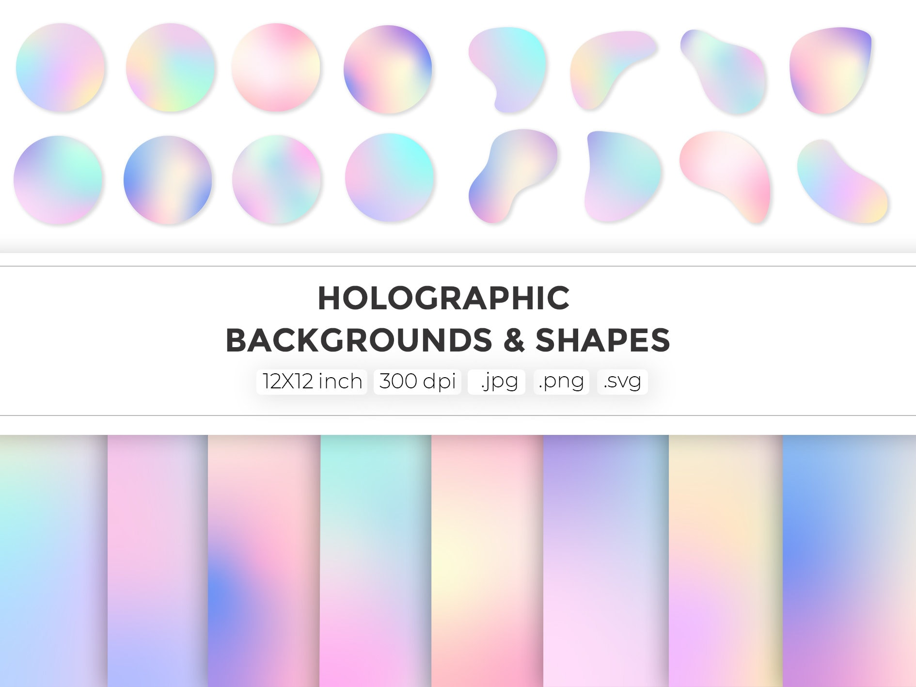 Holographic Backgrounds & Shapes, Holographic Digital Paper, Unicorn ...