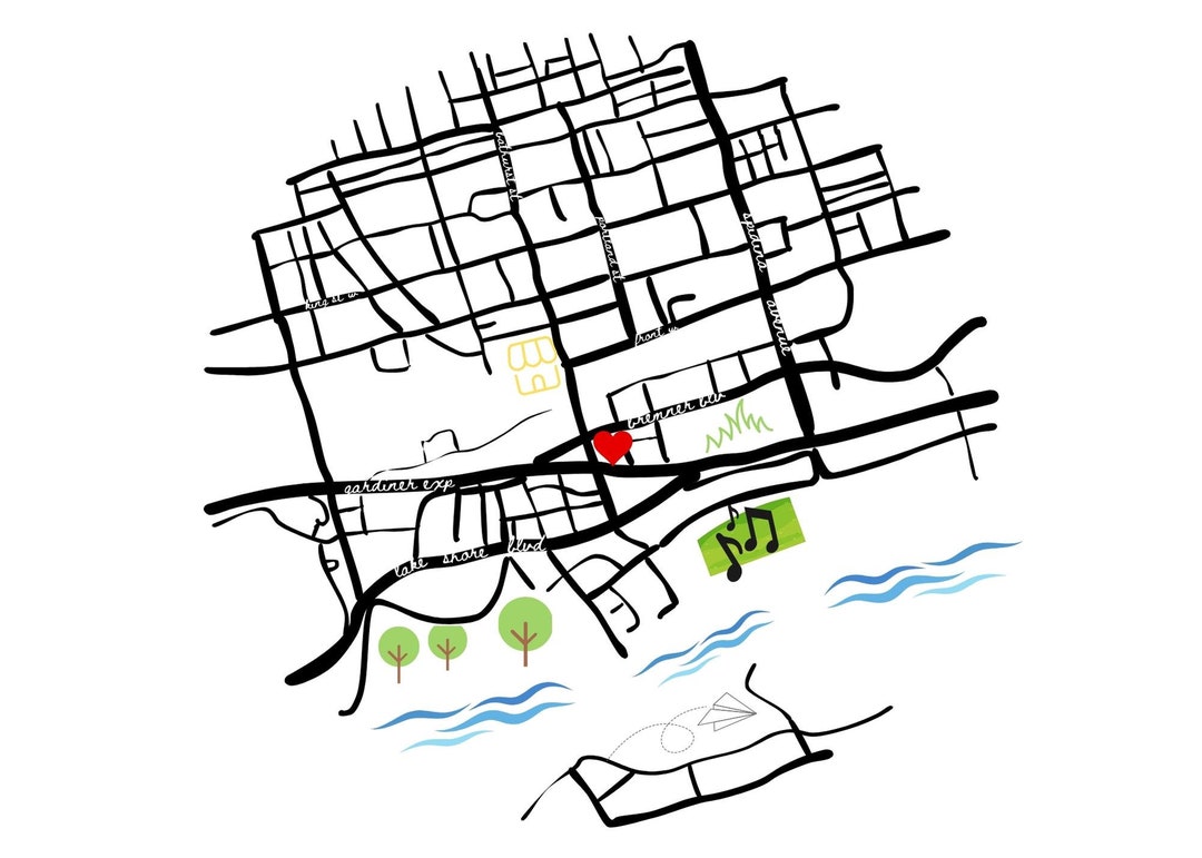 Custom Digital Hand Drawn Maps Sketch of a Map - Etsy