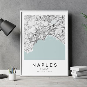 NAPLES Italy Map Print, Naples Road Map Poster, Gifts for Her, Custom ...