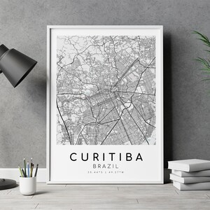 CURITIBA City Map Brazil Wall Map Poster Engagement Map - Etsy UK