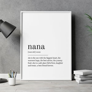 Nana Definition Print Self Love Wall Art Nana Definition - Etsy