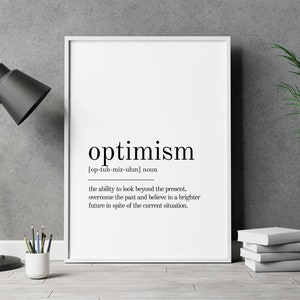 Optimism Definition Print Self Love Wall Art Definition - Etsy